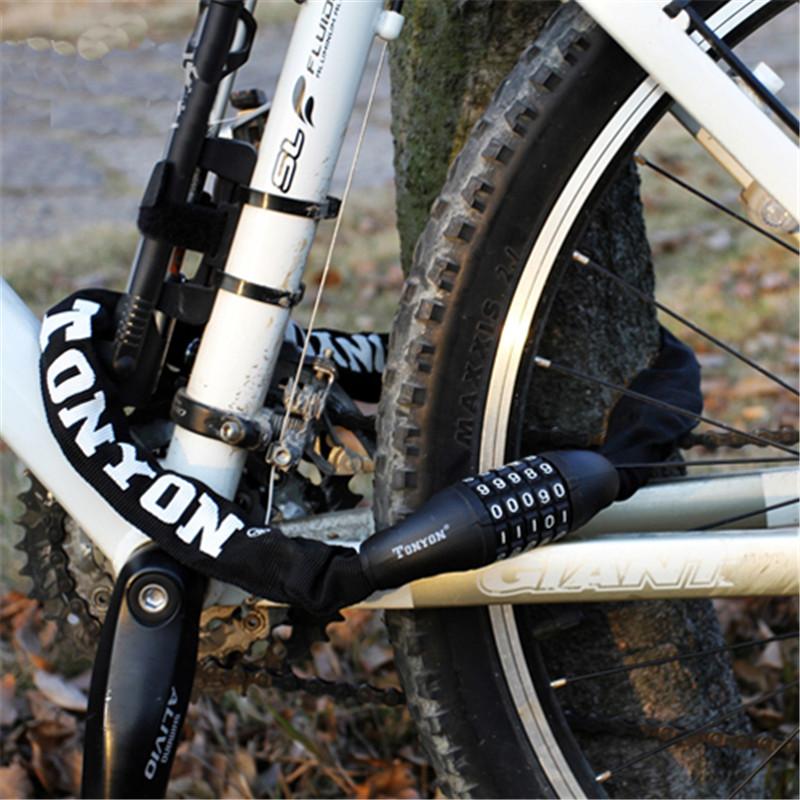 Tonyon 5-Digital Password Steel Chain Lock Anti Theft Bicycle Motorcyc ...