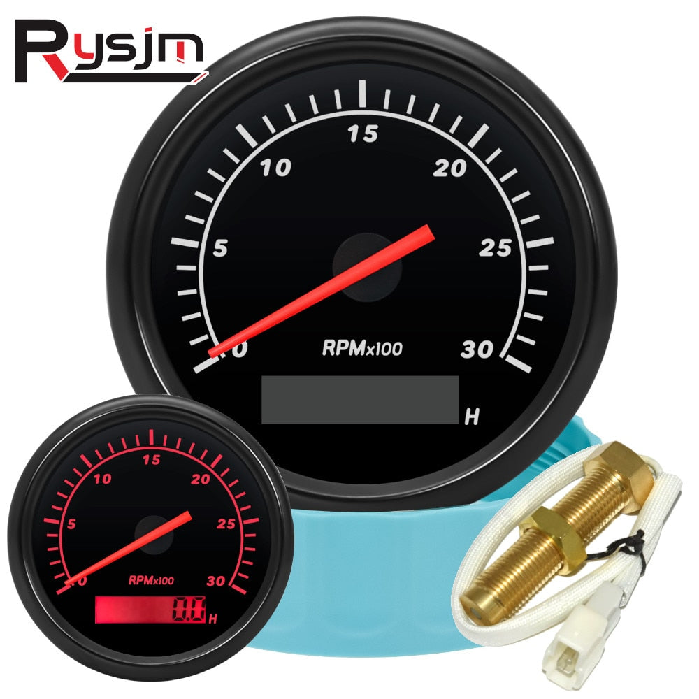 85mm 12/24V Car Boat Tachometer Marine Ship Tacho Meter 3000 RPM 4K/6K ...